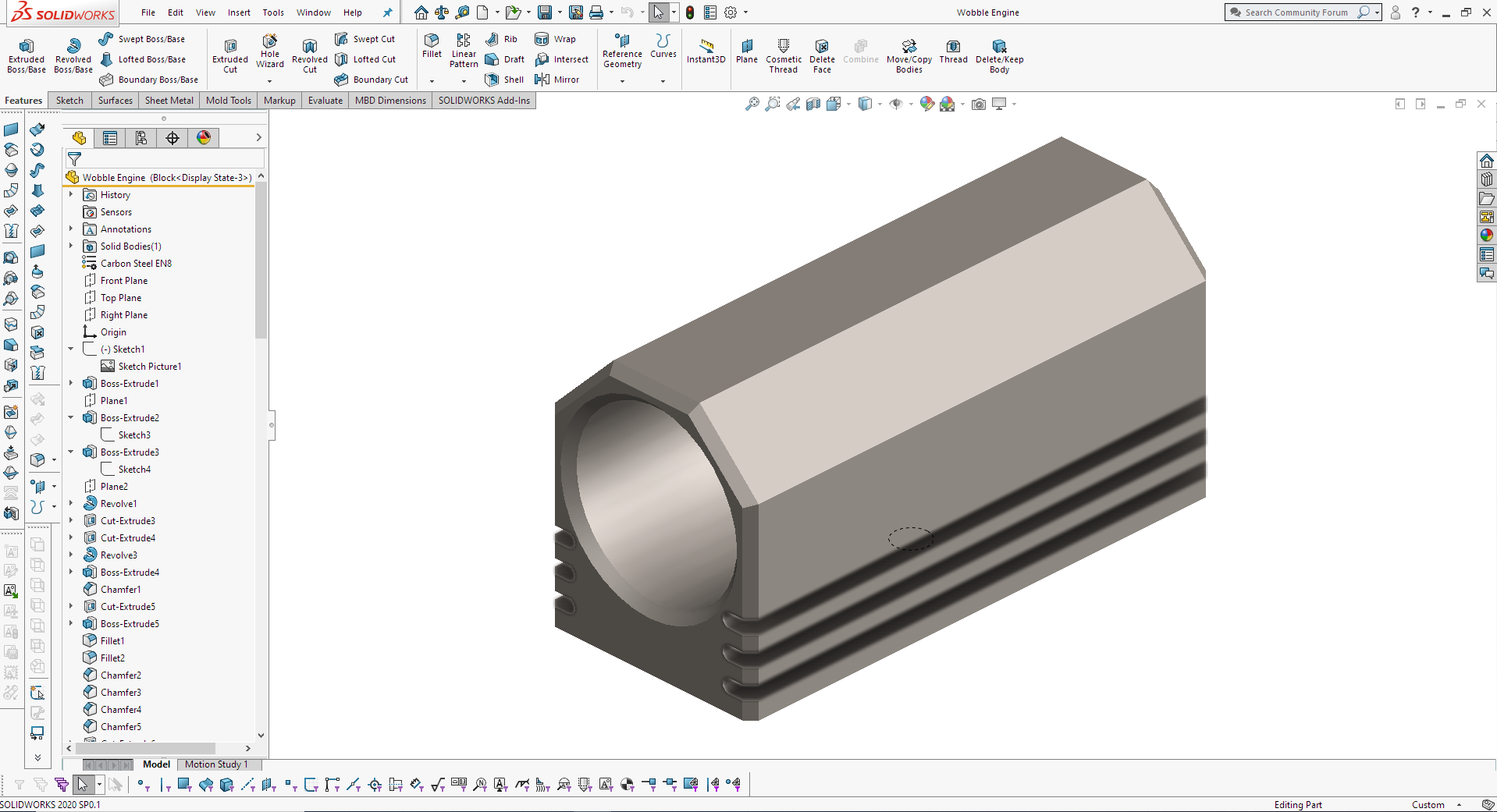 Wobbler Engine Piston Block | White Horse CAD Limited