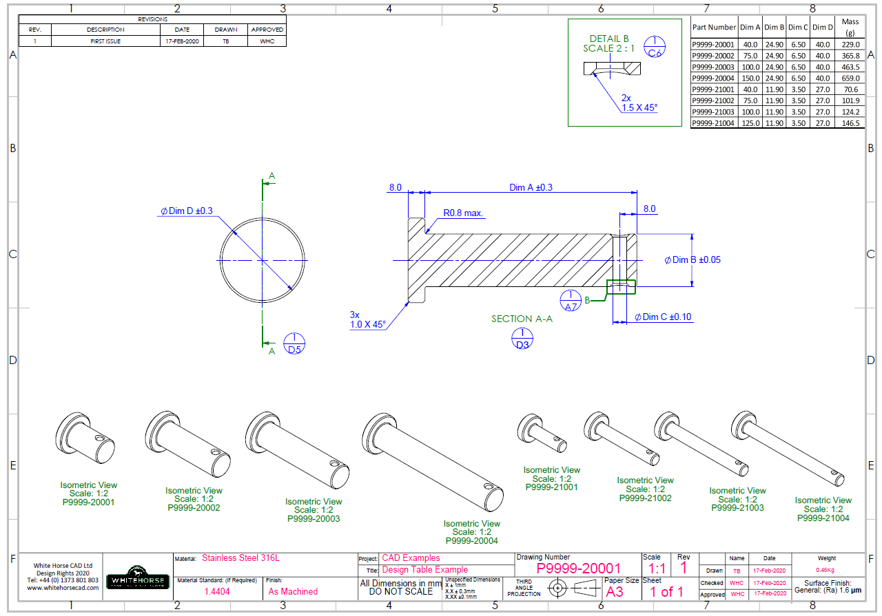 Configurations and Design Tables | White Horse CAD Limited